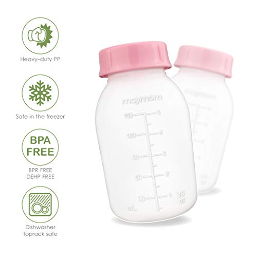 Maymom Breast Pump Bottle Compatible with Medela Pump in Style MaxFlow, Freestyle, Swing Maxi Pump, Maymom Breastshields; Compatible with Ameda MYA Joy, Finesse and Purely Yours Pumps; 8pc/pk