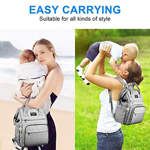 Mokaloo Diaper Bag Backpack, Large Baby Bag for Boys & Girls,Travel Backpack with USB Charging Port for Moms Dads, Anti-Water Maternity Nappy Changing Bags with Stroller Straps, Baby Registry Search