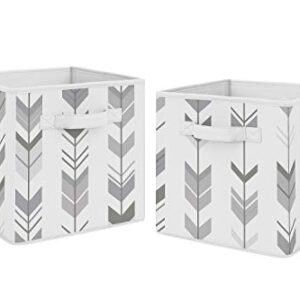 Sweet Jojo Designs Grey and White Woodland Mod Arrow Organizer Storage Bins for Collection - Set of 2