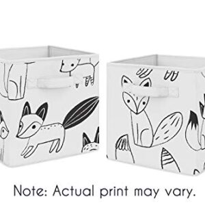 Sweet Jojo Designs Organizer Storage Bins for Black and White Fox Collection - Set of 2