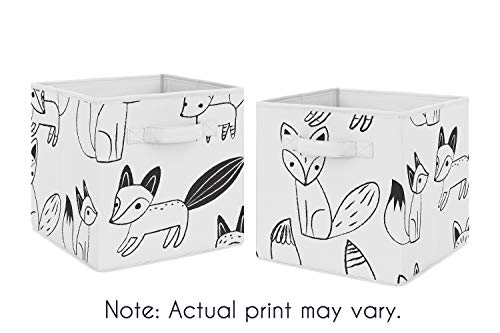 Sweet Jojo Designs Organizer Storage Bins for Black and White Fox Collection - Set of 2