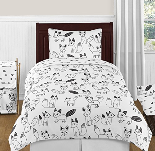 Sweet Jojo Designs Organizer Storage Bins for Black and White Fox Collection - Set of 2