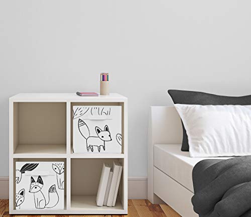 Sweet Jojo Designs Organizer Storage Bins for Black and White Fox Collection - Set of 2