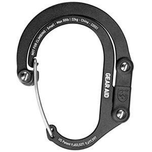 gear aid heroclip carabiner clip and hook (small) for purse, stroller, and backpack, stealth black