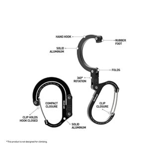 GEAR AID HEROCLIP Carabiner Clip and Hook (Small) for Purse, Stroller, and Backpack, Stealth Black