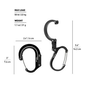 GEAR AID HEROCLIP Carabiner Clip and Hook (Small) for Purse, Stroller, and Backpack, Stealth Black