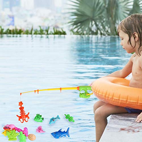 Max Fun Magnetic Fishing Water Toys for Kids Ages 3-5 with Magnet Pole Rod Net, Plastic Floating Fish for Toddler Outdoor Toys, Summer Toys, Bath Toys for Kids Ages 4-8