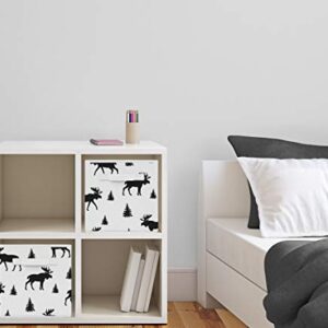 Sweet Jojo Designs Black and White Woodland Moose Organizer Storage Bins for Rustic Patch Collection - Set of 2