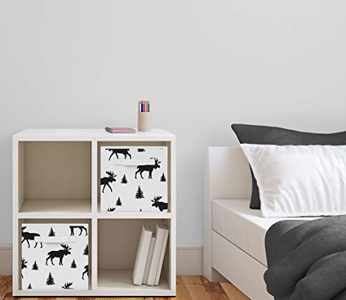 Sweet Jojo Designs Black and White Woodland Moose Organizer Storage Bins for Rustic Patch Collection - Set of 2