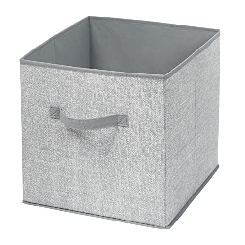 mDesign Soft Fabric Nursery/Playroom Closet Storage Organizer Bin Box with Front Handle for Cube Furniture Shelving Units - Holds Toys, Clothes, Diapers, Bibs - Lido Collection - 8 Pack - Gray