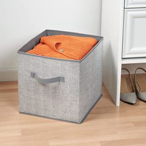 mDesign Soft Fabric Nursery/Playroom Closet Storage Organizer Bin Box with Front Handle for Cube Furniture Shelving Units - Holds Toys, Clothes, Diapers, Bibs - Lido Collection - 8 Pack - Gray