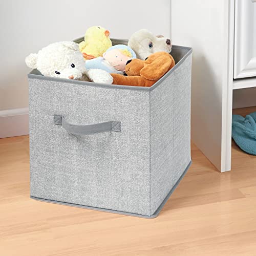 mDesign Soft Fabric Nursery/Playroom Closet Storage Organizer Bin Box with Front Handle for Cube Furniture Shelving Units - Holds Toys, Clothes, Diapers, Bibs - Lido Collection - 8 Pack - Gray