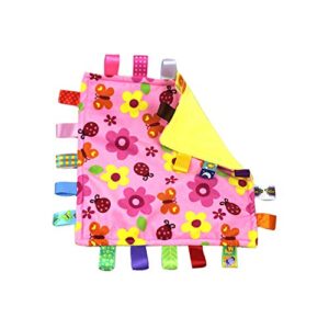 g-tree pink flower tag comforter security blankets with colorful tags infants toddlers soft plush taggie blanket newborn baby girl gift