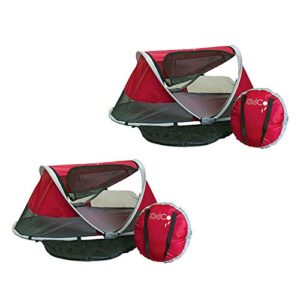 kidco peapod portable toddler travel bed & storage bag, cranberry (2 pack)