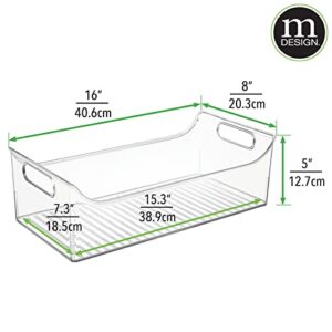 mDesign Portable Nursery Storage Plastic Baby Organizer Storage Caddy Bin w/Handles for Kids/Child Essentials - Holds Diapers, Wipes, Bottles, Baby Food, Snacks - 16" Long - Ligne Collection - Clear