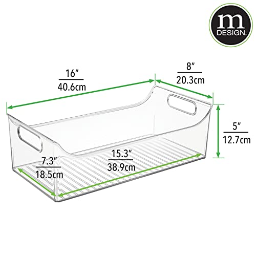 mDesign Portable Nursery Storage Plastic Baby Organizer Storage Caddy Bin w/Handles for Kids/Child Essentials - Holds Diapers, Wipes, Bottles, Baby Food, Snacks - 16" Long - Ligne Collection - Clear