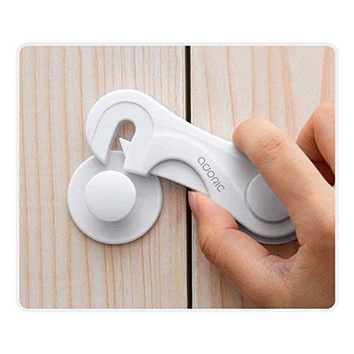 Cabinet Locks - Adoric Life Child Safety Locks 4 Pack - Baby Safety Cabinet Locks - Baby Proofing Cabinet Kitchen System with Strong Adhesive Tape