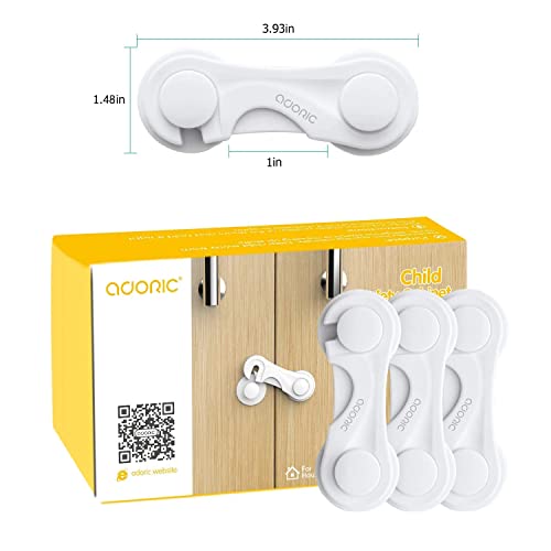 Cabinet Locks - Adoric Life Child Safety Locks 4 Pack - Baby Safety Cabinet Locks - Baby Proofing Cabinet Kitchen System with Strong Adhesive Tape