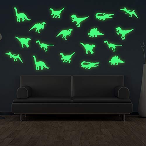 TONIFUL 45 pcs Dinosaurs Luminous Wall Stickers,3D Glow in Dark Dinosaurs Wall Decorative for Baby Children Room Wall Decals