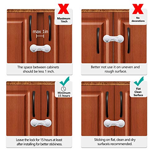 Cabinet Locks - Adoric Life Child Safety Locks 4 Pack - Baby Safety Cabinet Locks - Baby Proofing Cabinet Kitchen System with Strong Adhesive Tape