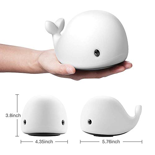 Cute Whale Night Light for Kids,Kawaii Baby with 7 LED Colors Changing,Tap Control Nursery Squishy Lamp,USB Rechargeable,Birthday Gifts Baby,Girls,Boys,Toddler,Children-OURRY