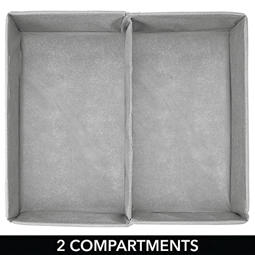 mDesign Fabric Divided Drawer Organizer Bins, Kids/Baby Nursery Dresser, Closet, Shelf, Playroom Organization, Hold Clothes, Toys, Diapers, Bibs, Blankets, Lido Collection, 2 Pack, Gray Herringbone