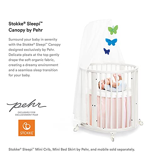 Stokke Sleepi Canopy by Pehr, Blush - Dreamy Crib Canopy Sleepi Mini & Crib/Bed - Available in Numerous Colors - Washable Soft Organic Cotton