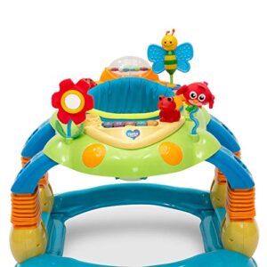 Delta Children Lil Play Station 4-in-1 Activity Walker - Rocker, Activity Center, Bouncer, Walker - Adjustable Seat Height - Fun Toys for Baby, Blue