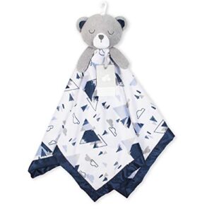 just born boys and girls newborn infant baby toddler nursery cuddleplush toy animal security blanket, navy bear, one size 25"x25" (pack of 1)