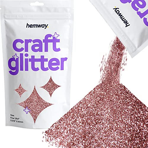 Hemway Craft Glitter 100g / 3.5oz Glitter Flakes for Arts Crafts Tumblers Resin Epoxy Scrapbook Glass Schools Paper Halloween Decorations - Fine (1/64" 0.015" 0.4mm) - Rose Gold