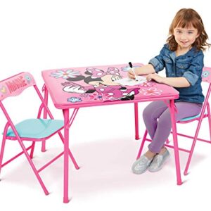 Minnie Mouse Activity – Folding Childrens Table & Chair Set – Includes 2 Kid Chairs with Non Skid Rubber Feet & Padded Seats – Sturdy Metal Construction