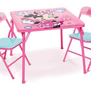 Minnie Mouse Activity – Folding Childrens Table & Chair Set – Includes 2 Kid Chairs with Non Skid Rubber Feet & Padded Seats – Sturdy Metal Construction