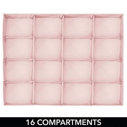 mDesign Soft Fabric Dresser Drawer and Closet Storage Organizer for Child/Kids Room and Nursery - Large 16 Section Organizer - Polka Dot Print, 2 Pack - Pink/White