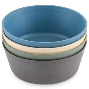 weesprout bamboo kids bowls, set of four 10 oz kid-sized bamboo bowls, dishwasher safe kid bowls (blue, green, gray, & beige)