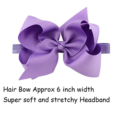 WillingTee 6 Inch 30 Colors Boutique Grosgrain Ribbon Hair Big Bows Headbands for Baby Girls Infants Toddler Kids Teens and Children