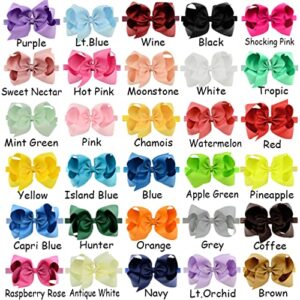 WillingTee 6 Inch 30 Colors Boutique Grosgrain Ribbon Hair Big Bows Headbands for Baby Girls Infants Toddler Kids Teens and Children