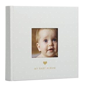 Pearhead My Baby Album, Baby Book Photo Keepsake for New and Expecting Parents, 50 Pages, Holds 200 6” x 4” Pictures, Gender-Neutral Baby Accessory, Classic Gray and White Polka Dot