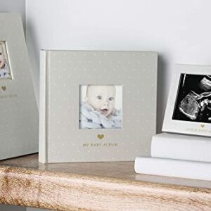 Pearhead My Baby Album, Baby Book Photo Keepsake for New and Expecting Parents, 50 Pages, Holds 200 6” x 4” Pictures, Gender-Neutral Baby Accessory, Classic Gray and White Polka Dot