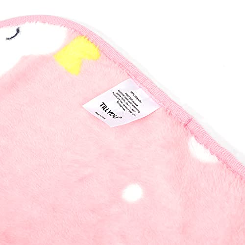 TILLYOU Micro Fleece Plush Soft Toddler Blanket for Boys Girls - Large Lightweight Crib Blanket for Baby Bed Lounger - Fuzzy Warm Cozy Blanket for Daycare Preschool Naptime Oversized 40x50 Pink Cloud