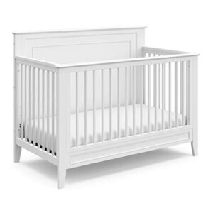 storkcraft solstice 5-in-1 convertible crib (white) – greenguard gold certified, converts to toddler bed and full-size bed, fits standard full-size crib mattress, adjustable mattress support base