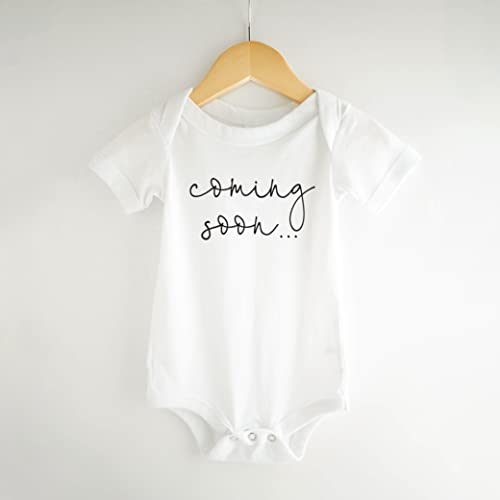 Bump and Beyond Designs Baby-Girls Surprise Pregnancy Announcement For Grandparents Coming Soon Leotard White, 0-3 Months