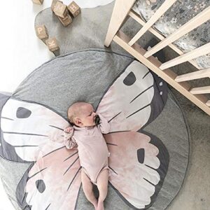 ABREEZE Butterfly Baby Round Play Pad Crawling Mat Butterfly Baby Blanket Butterfly Tummy Time Mat Rug for Kids Children Toddlers Bedroom