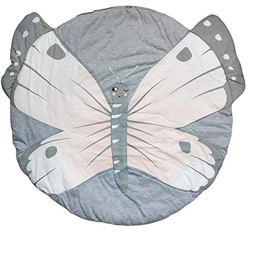 ABREEZE Butterfly Baby Round Play Pad Crawling Mat Butterfly Baby Blanket Butterfly Tummy Time Mat Rug for Kids Children Toddlers Bedroom