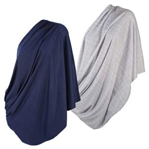 2pk lk baby infinity nursing scarf breastfeeding cover ultra soft (grey/navy)