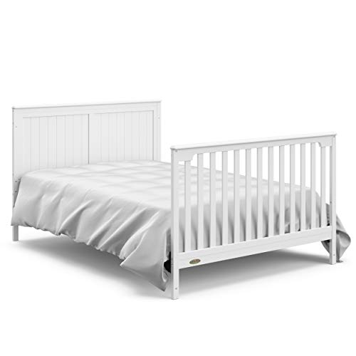 Graco Hadley 5-in-1 Convertible Crib with Drawer (White) – GREENGUARD Gold Certified, Crib with Drawer Combo, Full-Size Nursery Storage Drawer, Converts to Toddler Bed, Daybed and Full-Size Bed