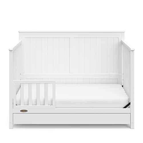 Graco Hadley 5-in-1 Convertible Crib with Drawer (White) – GREENGUARD Gold Certified, Crib with Drawer Combo, Full-Size Nursery Storage Drawer, Converts to Toddler Bed, Daybed and Full-Size Bed