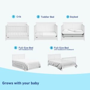 Graco Hadley 5-in-1 Convertible Crib with Drawer (White) – GREENGUARD Gold Certified, Crib with Drawer Combo, Full-Size Nursery Storage Drawer, Converts to Toddler Bed, Daybed and Full-Size Bed