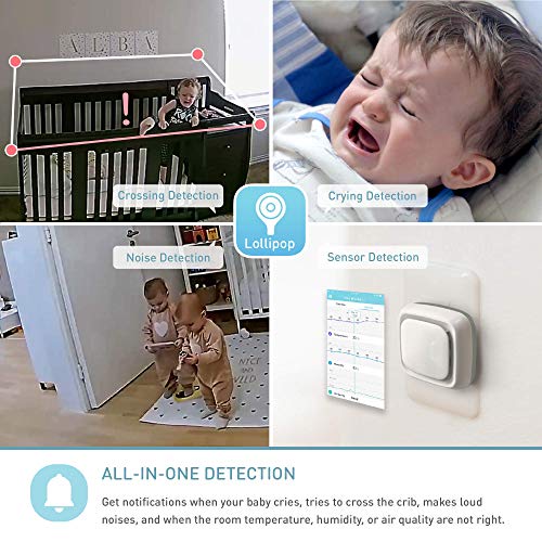 Lollipop Baby Monitor (Turquoise) - with Contactless Breathing Monitoring (No Extra Sensor Required, Subscription Service), Sleep Tracking and True Crying Detection, Smart AI WiFi Baby Camera