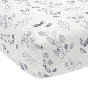 lambs & ivy painted forest cotton fitted crib sheet - gray, white, outdoors