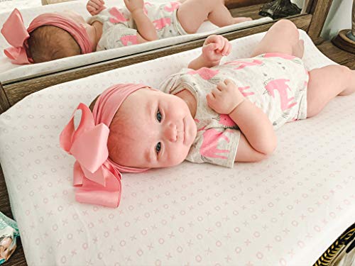 Changing Pad Cover – Premium Baby Changing Pad Covers 4 Pack – Girl Changing Pad Cover – Pure Jersey Machine Washable Pink and White Changing Table Cover – Diaper Changing Pad Cover Sheets